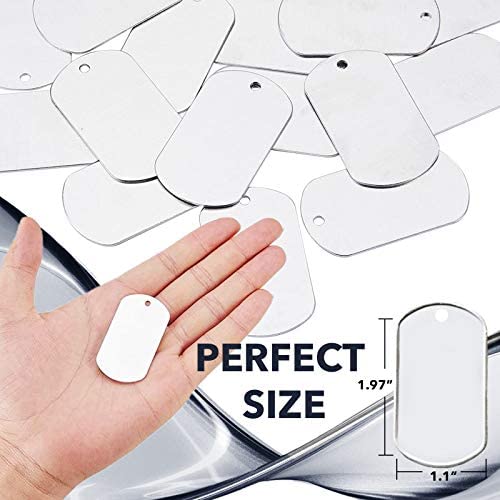 Youdepot 100PCS Blank Bulk Dog Tags for Stamping/Engraving Shiny ...